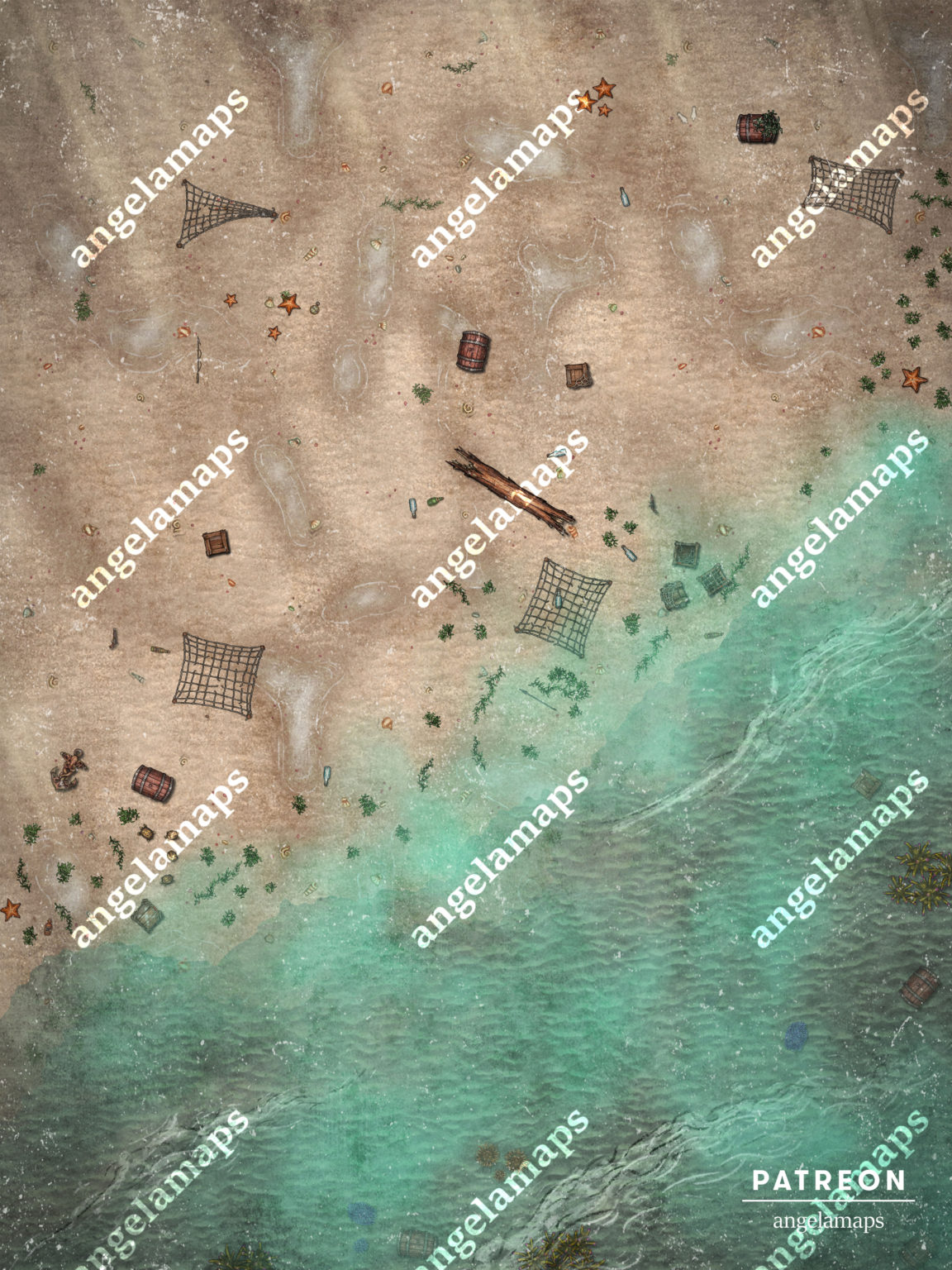 Beach (shipwreck) battle map with Foundry VTT support - Animated JPG ...