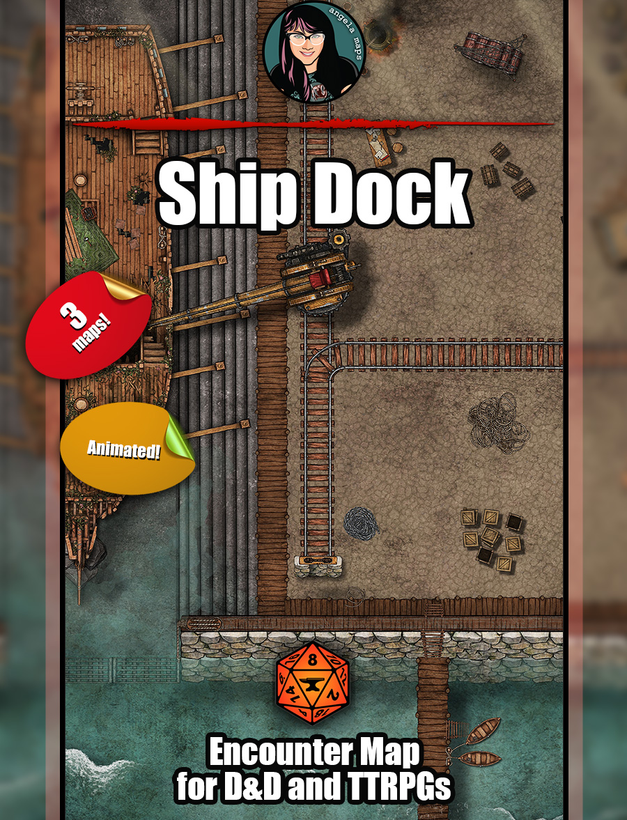 Ship Dock Battle Map With Foundry Vtt Support Animated Webm ⋆ Spooky Action Games Table