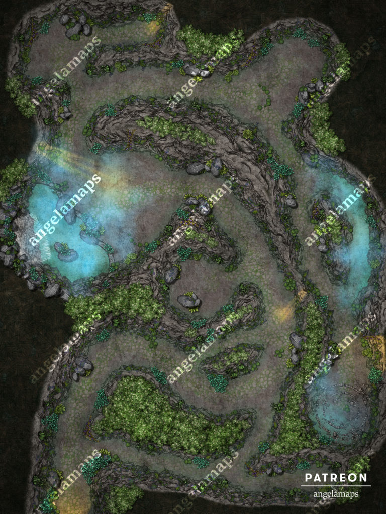 Druid Cave battle map with Foundry VTT support – Spooky Action Games ...
