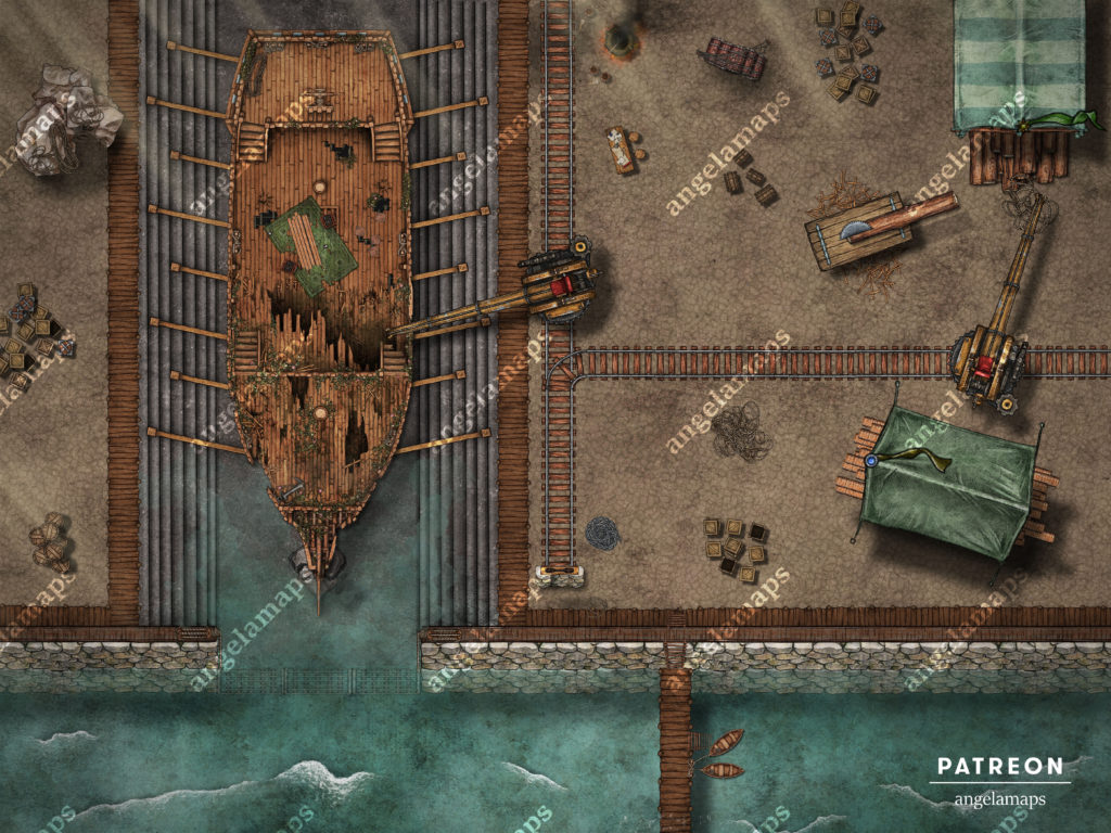 Ship Dock battle map with Foundry VTT support – Animated JPG/WEBM ...
