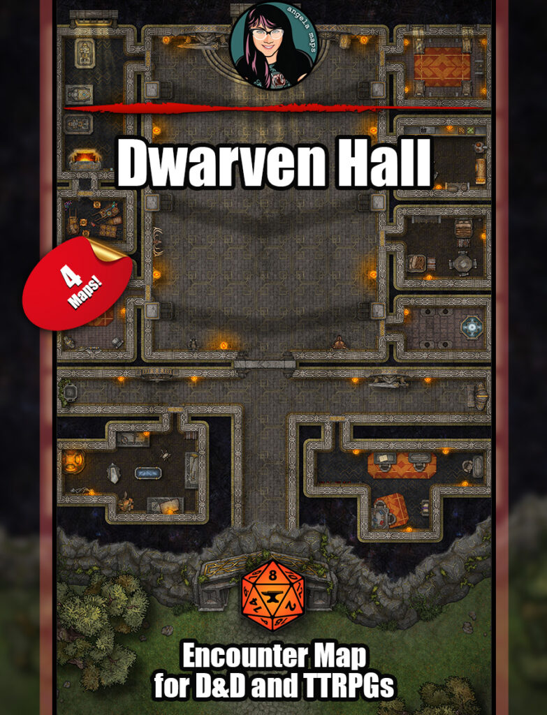 Dwarven Hall – battle map pack with Foundry VTT – Spooky Action Games ...